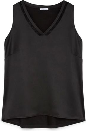 Fiorella Rubino Femme, Tops, Noir, Taille: 42 FR Top &agrave; col en V avec d&eacute;tail de dentelle