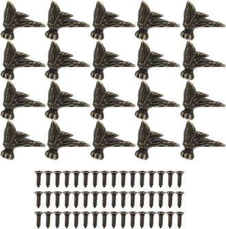 NUOBESTY DEARMAMY 20 St&uuml;ck Metall Eckenschutz mit Schrauben Antike M&ouml;belbeine aus Metall f&uuml;r Holzschr&auml;nke Schmuckk&auml;sten und Kisten Glatte Unterseite zum Kratzs