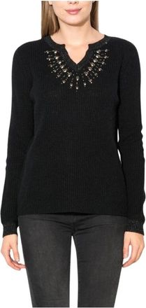 Gas Gas, Femme, Pulls, Noir, Taille: 36 FR V-neck Tricots