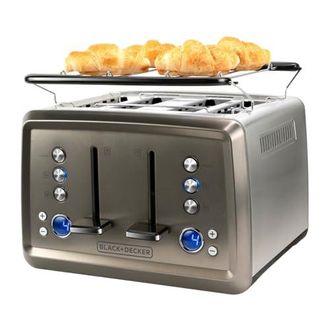 Black+Decker BXTO1960E - Toaster, 1960W, digitale Rösteinstellung, 6 Stufen, 4 Fächer, Funktionen: Stopp, Aufwärmen und Auftauen, automatisches Zentriersystem, Brö