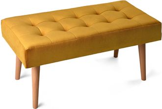 MG Design Polsterbank 45 × 90 cm in Gelb - stabiles Holzgestell, weich gepolstert, samtig-weiche Oberfläche mit dezentem Schimmer, pflegeleicht - für Wohnzimmer