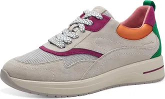 Tamaris Comfort Damen Sneaker flach aus Leder Bequem, Mehrfarbig (Fuchsia Comb), 39 EU