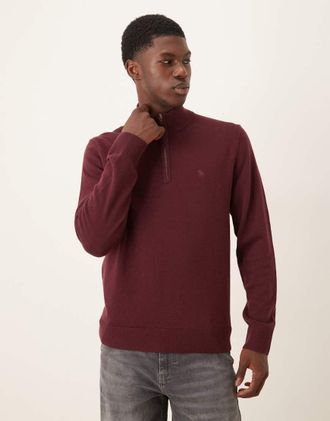 Abercrombie & Fitch Pull &agrave; col zipp&eacute; et logo embl&eacute;matique - Rouge