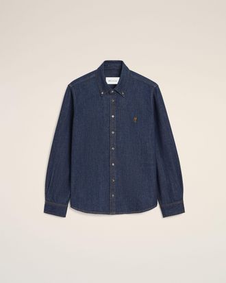 Ami Ami Paris - Chemise Denim Bleu Ami De Coeur en Coton Bleu - Taille : XS - Unisex