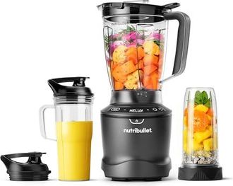 NutriBullet SmartSense Mixer Combo NBF550DG, Standmixer mit 5 Geschwindigkeiten und Puls-Funktion, 1.9L Mixbehälter, 700 und 900mL Becher mit Griff, Automatischer