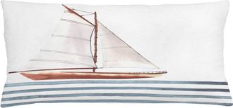 Abakuhaus Nautisch Kissenbezug, Thema Segeln Boot Wellen, Kissenbezug Beidseitiges Muster Klarer Digitaldruck Farbfest mit Reißverschluss, 90 x 40 cm, Zimt