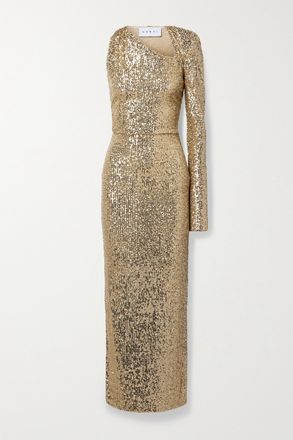 Nervi Susi Asymmetrische Robe Aus T&uuml;ll Mit Pailletten Und Cut-out - Gold