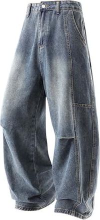 Generic Jean baggy pour homme - Jambes larges - Confortable - Vintage - Coupe ample - D&eacute;contract&eacute; - Streetwear - Pantalon cargo - Jambes larges - D&eacute;contract&eacute; 