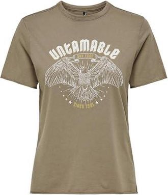Only Onllucy Reg S/S Haut Jrs Noos Femme T-shirt, Noyer/Imprimé : Untamable, S