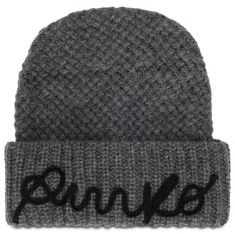 Pinko Womens Beanie Dark Grey Acrylic Hat