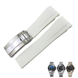 Generic 21 mm Silikon-Gummi-Uhrenarmband als Ersatz f&uuml;r Deepsea Sea-Dweller 126660, blau, schwarz, Tauchsportarmband, inklusive Werkzeug