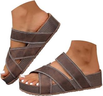 Generic Tongs orthop&eacute;diques pour femme avec soutien de la vo&ucirc;te plantaire pour femme - Sandales d&eacute;t&eacute; confortables &agrave; lani&egrave;res compens&eacute;es - Sandales de marche &agrave;