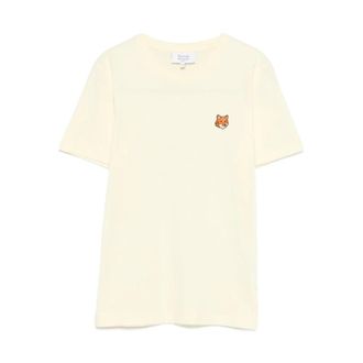 Maison Kitsun&eacute; Fox Head Regular T-Shirt - - Tops - Damen - Gelb - S