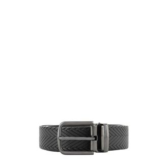 Emporio Armani Homme, Accessoires, Noir, Taille: ONE Size Ceinture en Cuir Tressé Noir Boucle