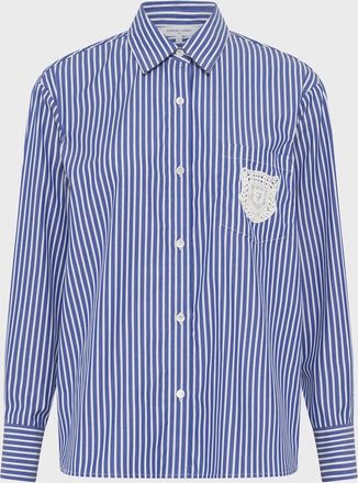 Gerard Darel Chemise en popeline ray&eacute;e &agrave; blason - URISSA - Bleu ocean