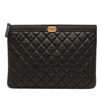 Chanel Pochette en cuir Pre-owned - Femme - Pre-owned - Noir - Taille: ONE Size