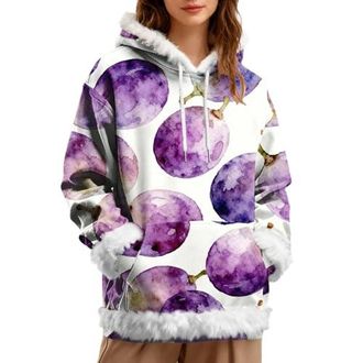 Generic Sweat &agrave; capuche en polaire &eacute;pais pour femme | Pull surdimensionn&eacute; &agrave; manches longues, violet, 3XL