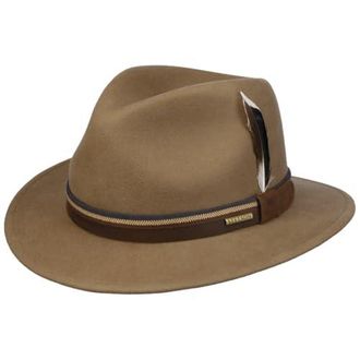 Stetson Chapeau en Laine Cooperton Traveller Homme - de Feutre avec Bandeau Cuir Automne-Hiver Automne Hiver - XXL (62-63 cm) Beige