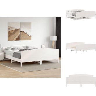 vidaXL Massivholzbett ohne Matratze Wei&szlig; 180x200 cm Kiefernholz - Holzbett - Kiefernholzbett - Massives Holzbett - Wei&szlig;es Bett - Doppelbett