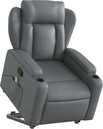 vidaXL Massagesessel mit Aufstehhilfe Grau Kunstleder - Vidaxl