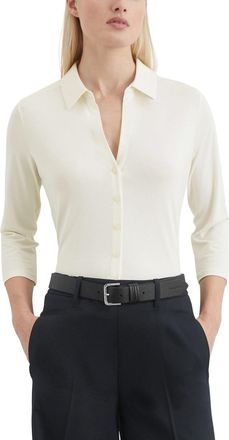 Marc O'Polo Damen Jerseybluse mit Kentkragen verkürzte Ärmel, Cremefarben (White Cotton), L