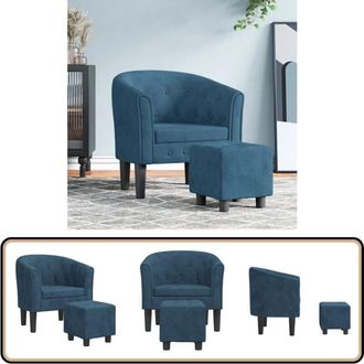 vidaXL Fauteuil avec repose-pied bleu foncé velours - Fauteuil Convertible - Fauteuil Relax - Fauteuil Velours - Fauteuils Bleus - Meubles Salon