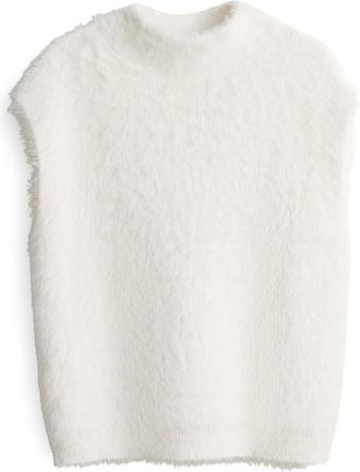 someday Damen Pullover | TANNI Slim Flauschiges Stricktop mit haarigem Effektgarn Milk, 42