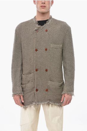 Magliano Double-Breasted Cotton Coat with Frayed Hem size S