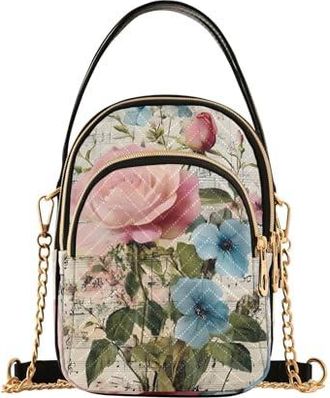 Mnsruu Sac à bandoulière pour femme - Motif floral - Avec sangle réglable
