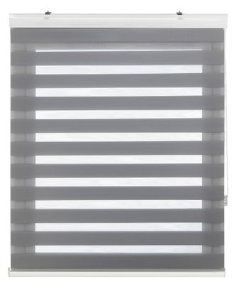 Blindecor Vela | Rollo nacht und tag premium mit galerie | Silbergrau, doppelrollo 160 x 180 cm (BxH) | Stoffgr&ouml;&szlig;e 157 x 175 cm | Elegantes Tag und Nacht rollo