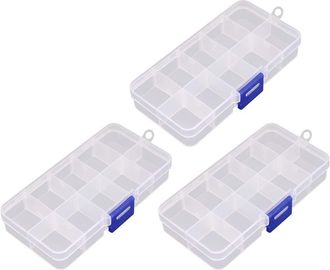 Exceart 3 St&uuml;cke Sortimentskasten Klein Sortierboxen Kunststoff Transparent Aufbewahrungsbox 10 F&auml;cher Einstellbar Kleinteile Sortimentsbox mit Deckel f&uuml;r Sch
