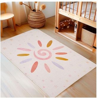 Allotapis Collection Tapis chambre enfant coloré rectangle Tibo Crème 80x120
