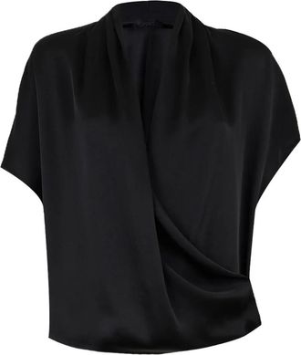 Sally Lapointe blouse drapée à col v - Noir