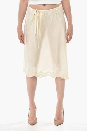 Prada Silk Trapeze Skirt with Embroidered Trim Prada