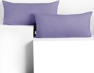 Decoking 2 Kissenbezüge 40x80 cm Jersey 100% gekämmte Baumwolle Reißverschluss Lavendel Amber