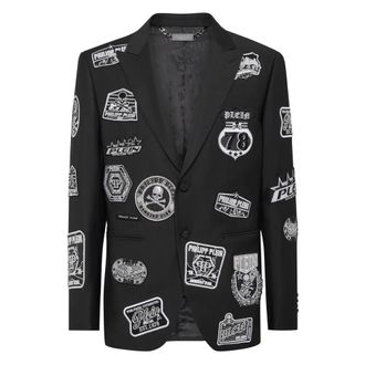 Philipp Plein Homme, Vestes, Noir, Taille: XL Blazer Gigolo Fit Patches