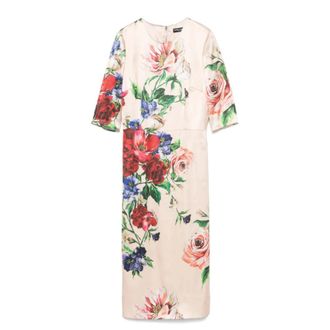 Dolce & Gabbana Puderrosa Blumenmuster Kleid - - Dresses - Damen - Mehrfarbig - S