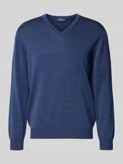 Maerz Strickpullover aus Schurwolle mit V-Ausschnitt