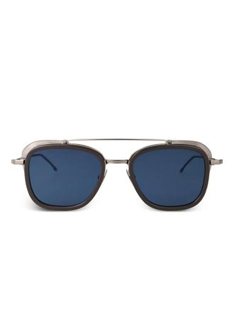 Thom Browne Sonnenbrille mit eckigem Gestell - Grau