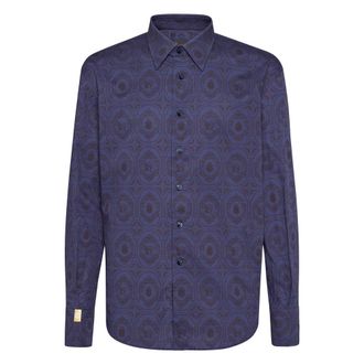 Billionaire Boys Club Homme, Chemises, Bleu, Taille: S Gold Cut LS Milano Horses Shirt