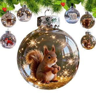 Generic Wildlife Animal Wonders Collection Crystal Glass Ornament,3D Vivid Playful Animal Ball Christmas Decoration,Handcrafted Clear Ball Hanging for Christm