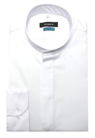 Huber Herren Stehkragenhemd Slim Fit Verd. Knopfleiste wei&szlig; XL