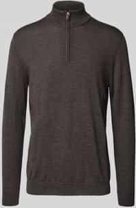 Profuomo Pullover aus Merinowolle mit Troyer-Kragen