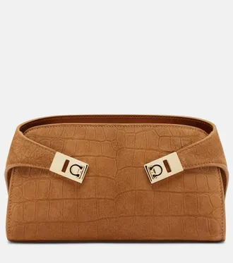 Ferragamo Clutch Hug Mini aus Veloursleder