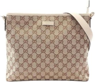 Gucci Sac bandouli&egrave;re en toile et cuir GG Pre-owned - Femme - Pre-owned - Beige - Taille: ONE Size