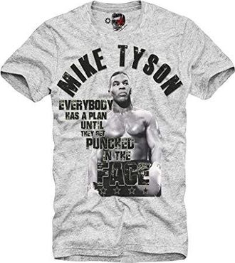 E1SYNDICATE T-SHIRT MIKE TYSON EVERYBODY HAS A PLAN HBA PYREX HOLYFIELD GREY