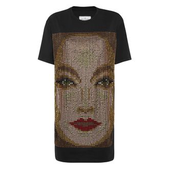 Philipp Plein T-Shirt Kurze Kleider Face - - Dresses - Damen - Schwarzk - M