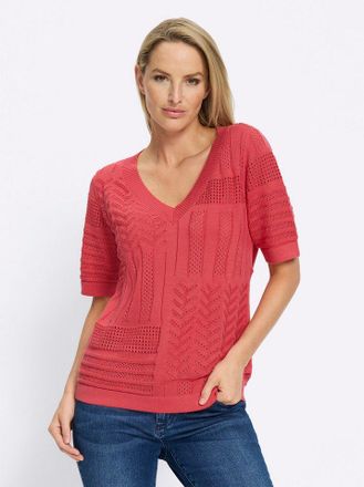 Heine Strickpullover Ajour-Pullover Kurzarm
