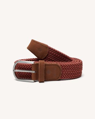 Faguo Ceinture tress&eacute;e terracotta et camel