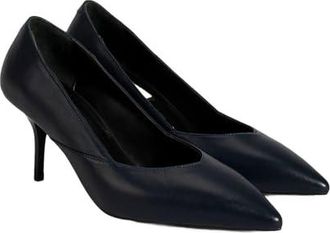 Desa Escarpins Classiques Woman - Tige et Doublure en Cuir, Talon Aiguille de 9 cm, &agrave; Enfiler, Bout Pointu, Respirants | Bleu fonc&eacute; - 38